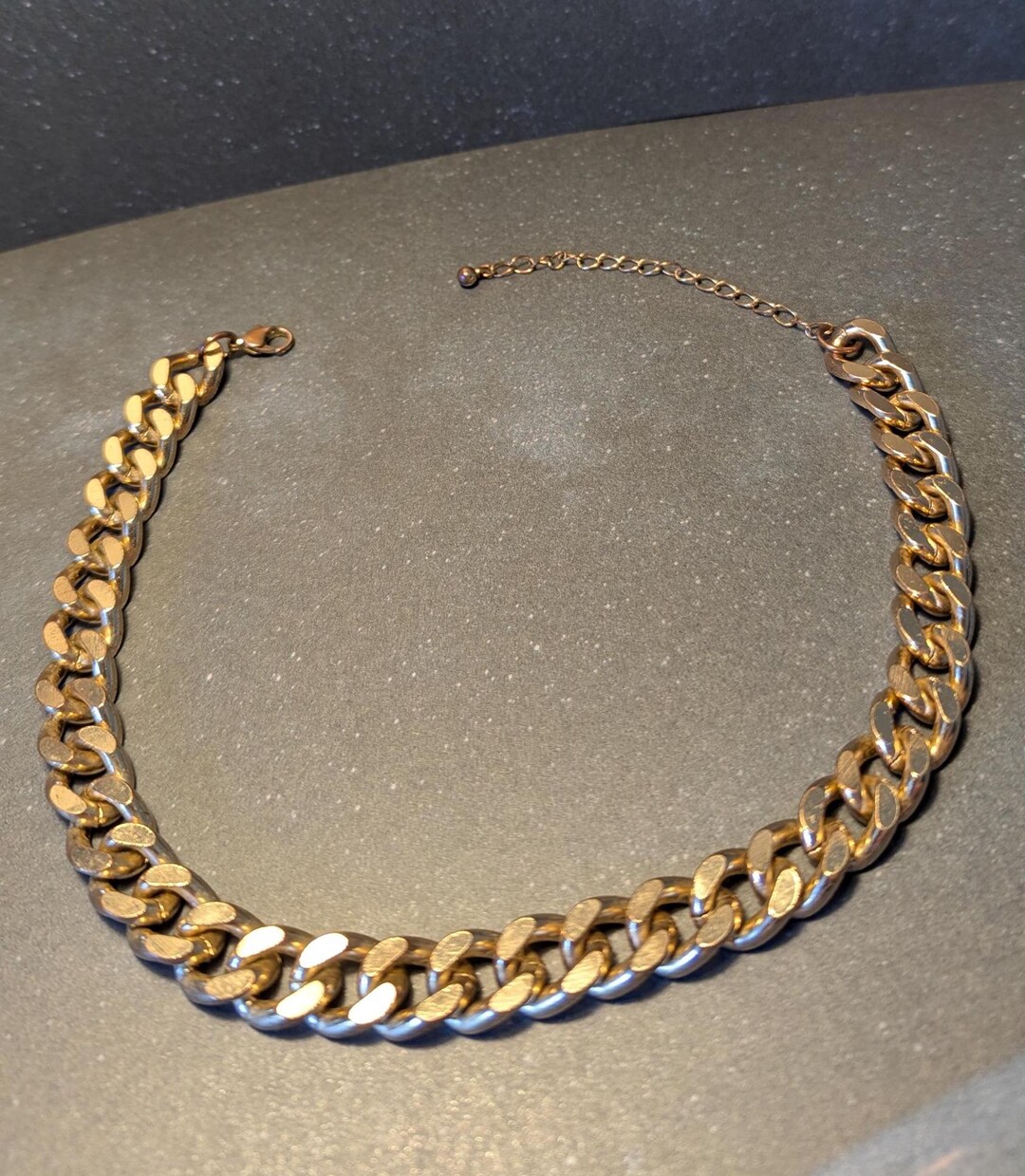 Heavy Chain Choker Necklace Curb Chain Choker Gold Tone Link Chunky ...