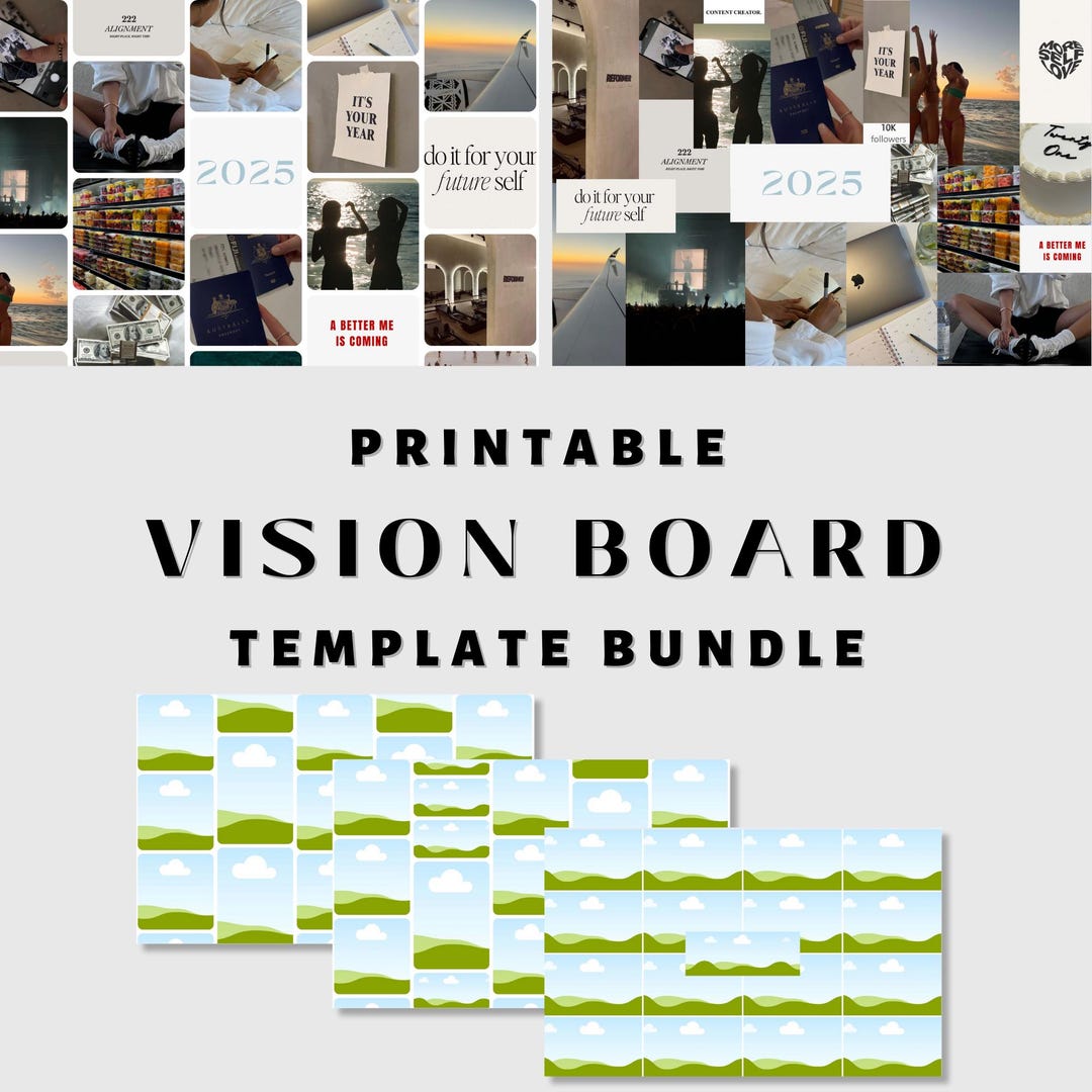 2025 Printable Vision Board Template | Canva Template Bundle ...