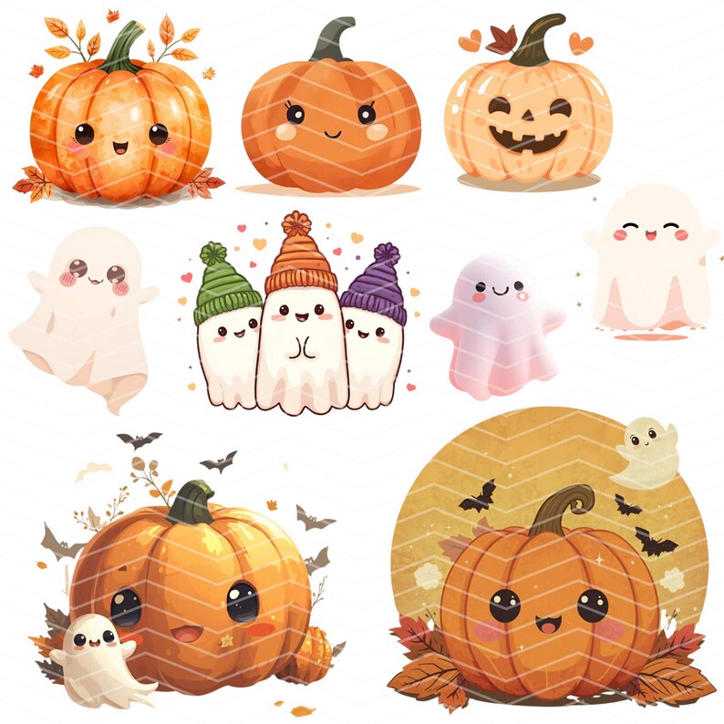Cute 38 Kawaii Halloween Clip Art Bundle - Etsy