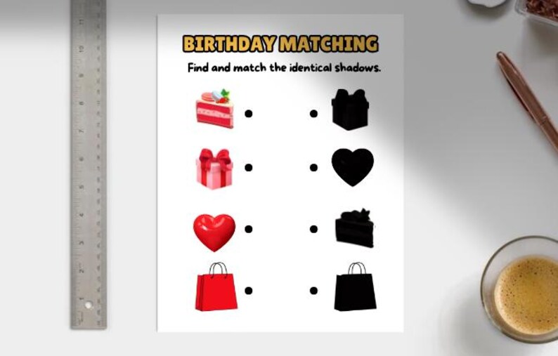 Birthday Shadow Matching | Printable Summer Preschool Game | Cute Fun ...