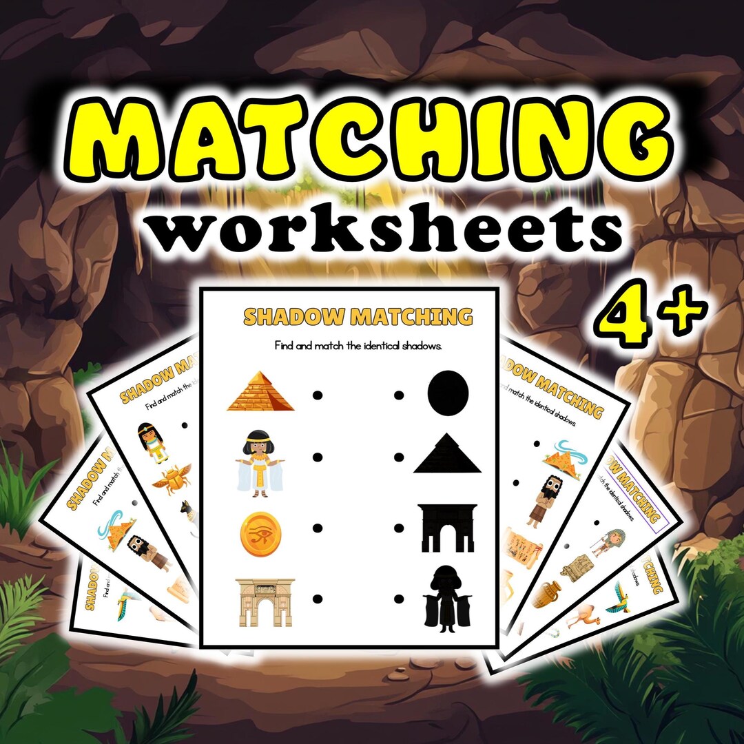 5 Page Egypt Shape Matching Game | Preschool Activity | Back to School ...