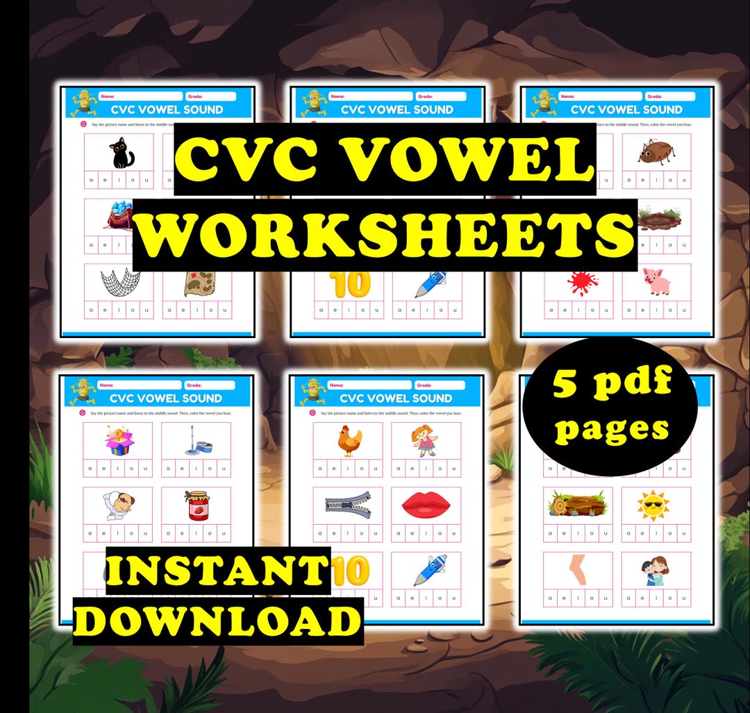 Troll CVC Words Printable Worksheets | Short Vowel Sounds | 5 Pages PDF ...
