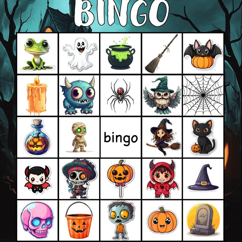 Halloween Monster Printable Activity Bingo Party Game - Etsy