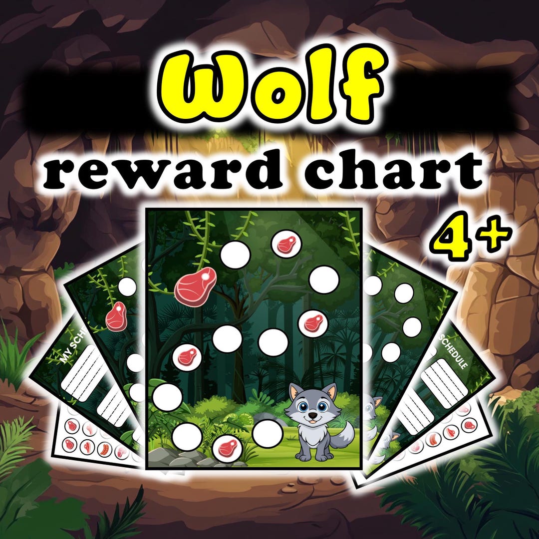 Wolf Reward Chart Printable for Kids | Daily Routine Tracker Game With ...