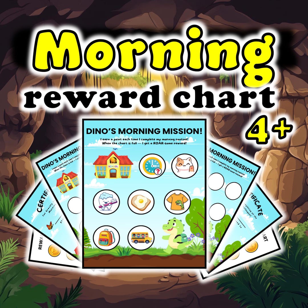 Printable Morning Routine Reward Chart for Kids With Tasks, Coins ...