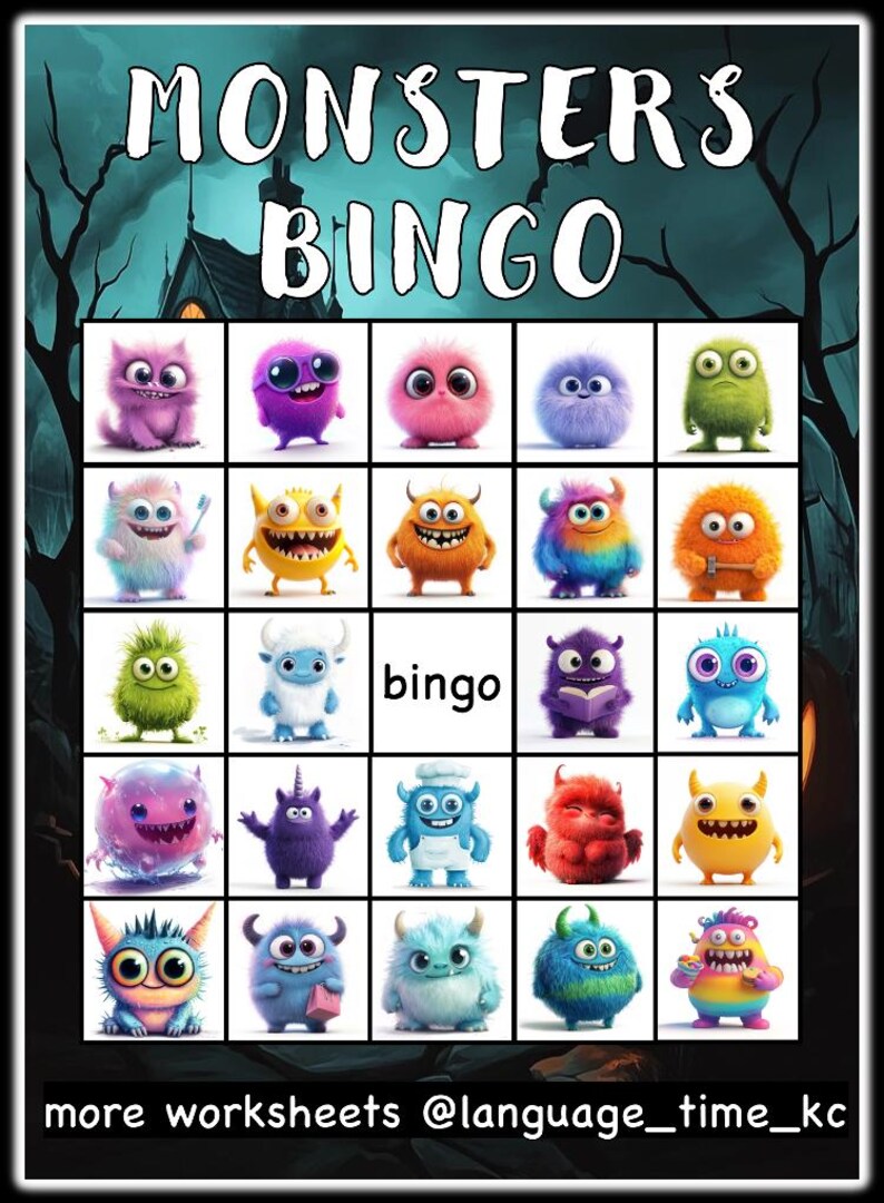 Colorful Halloween Monsters Bingo - Etsy