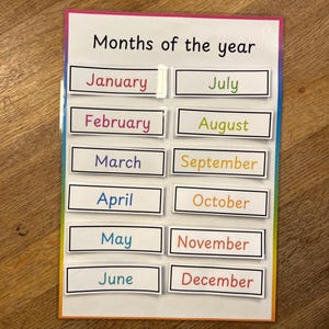 Months of the Year Velcro Activity/pre-school/learning/childrens ...