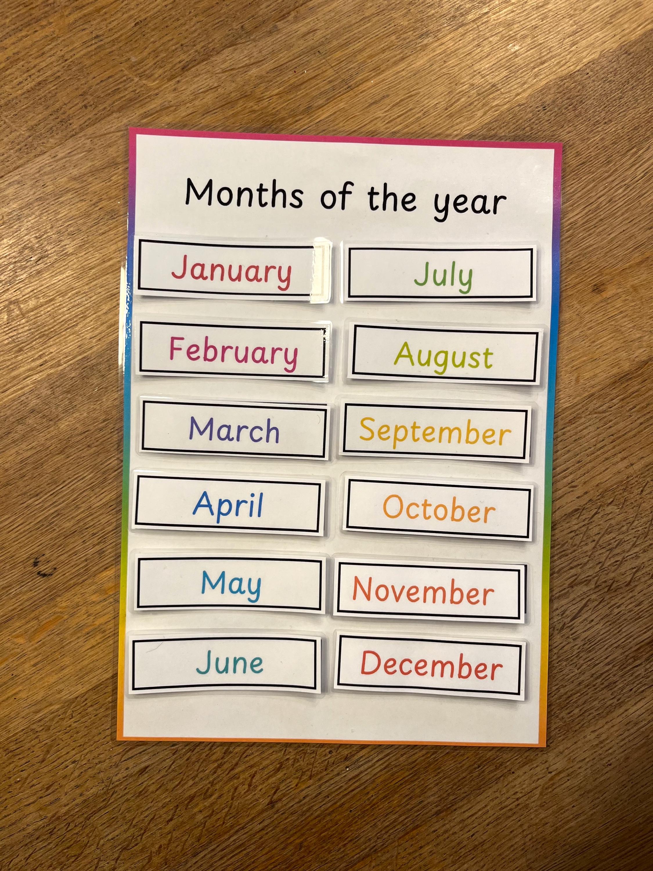 Months of the Year Velcro Activity/pre-school/learning/childrens ...