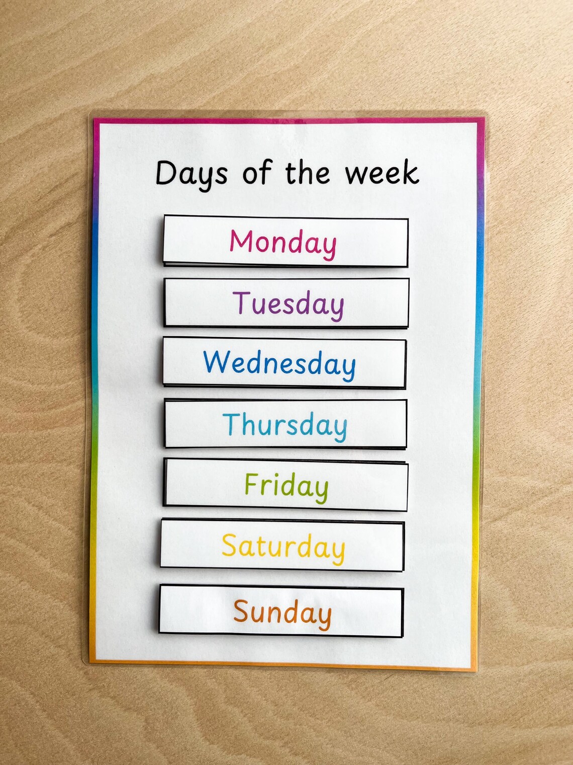 Days of the Week Velcro Activity/pre-school/learning/childrens ...