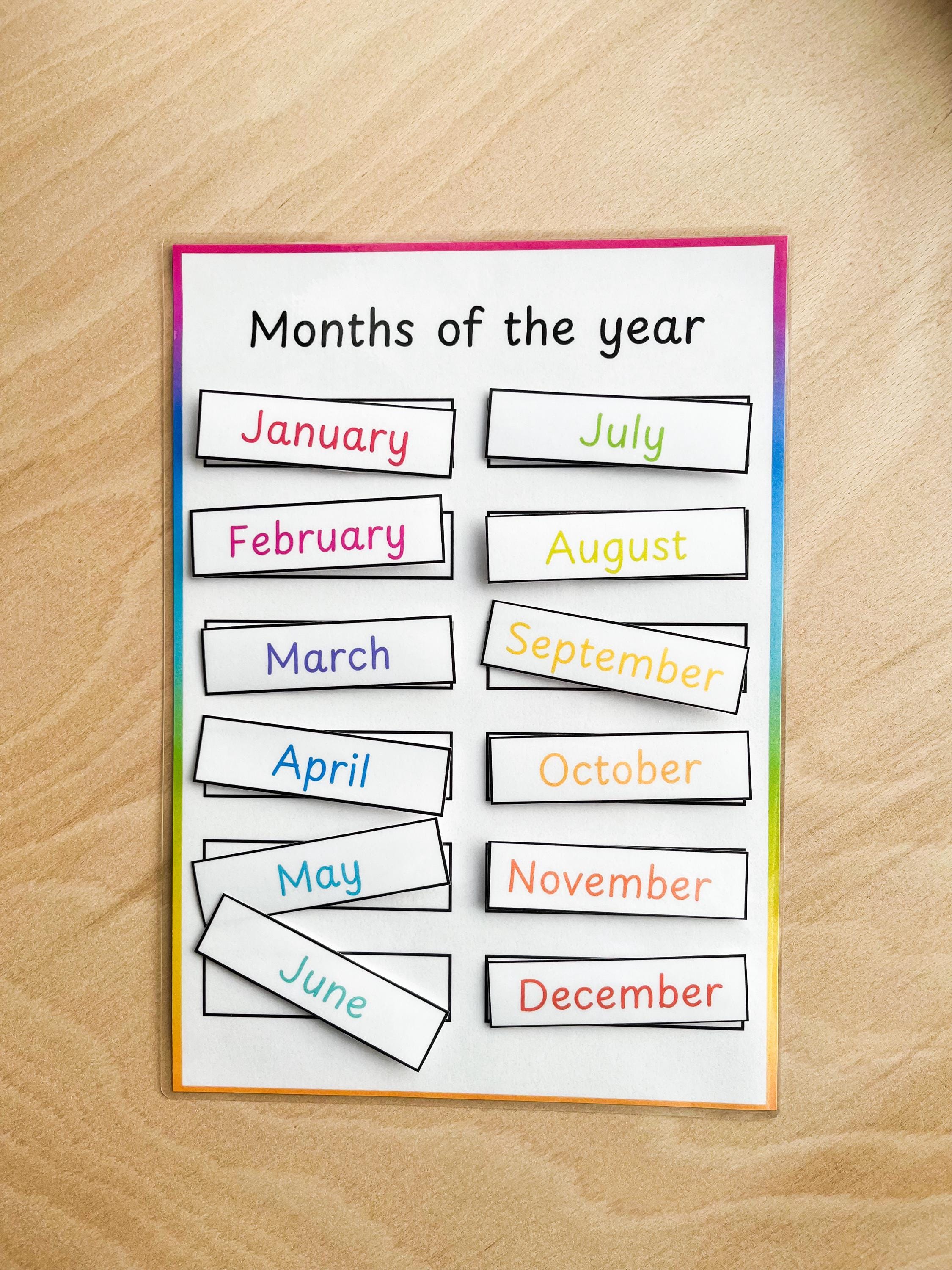 Months of the Year Velcro Activity/pre-school/learning/childrens ...