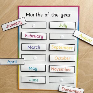 Months of the Year Velcro Activity/pre-school/learning/childrens ...