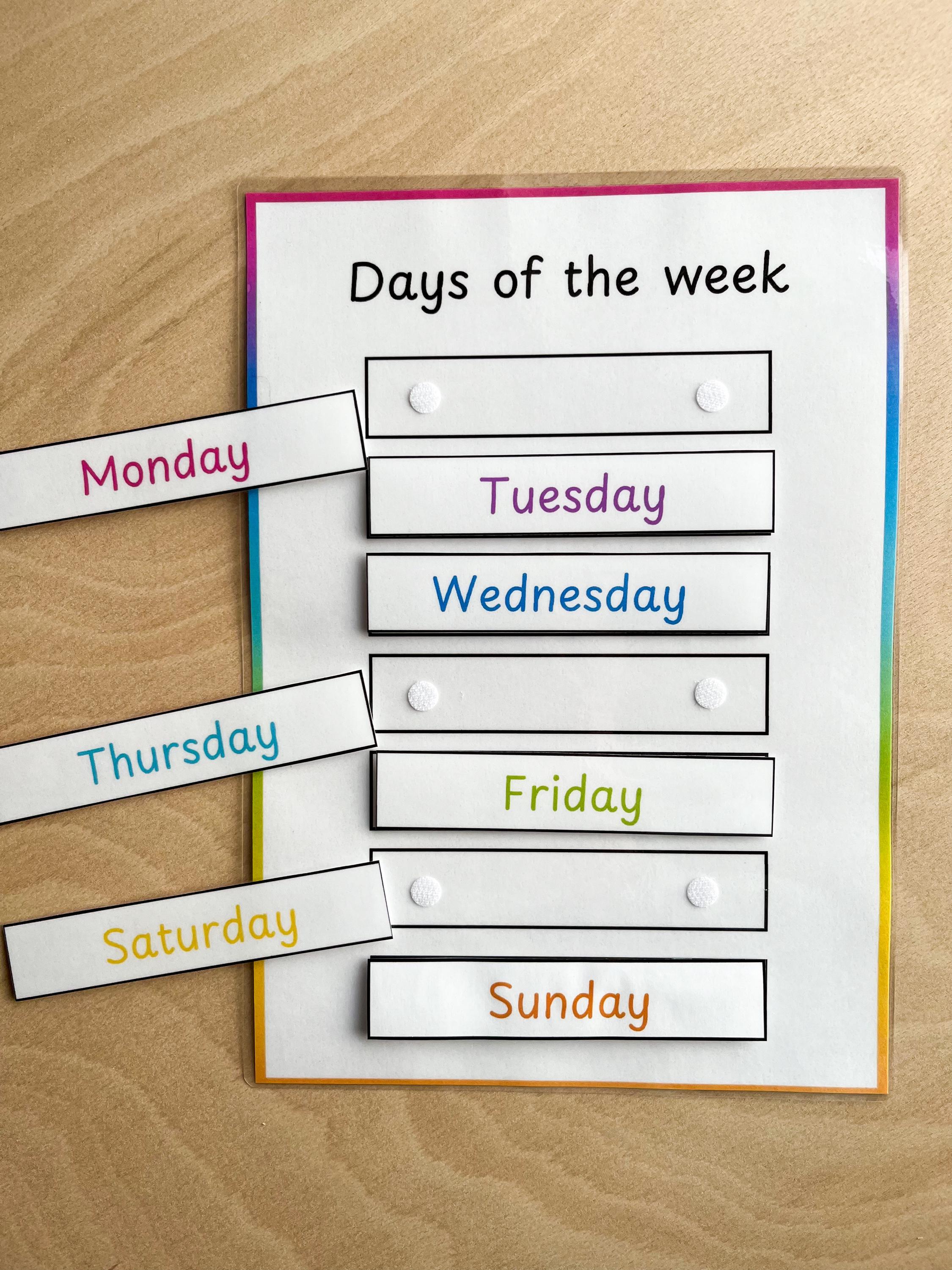 Days of the Week Velcro Activity/pre-school/learning/childrens ...