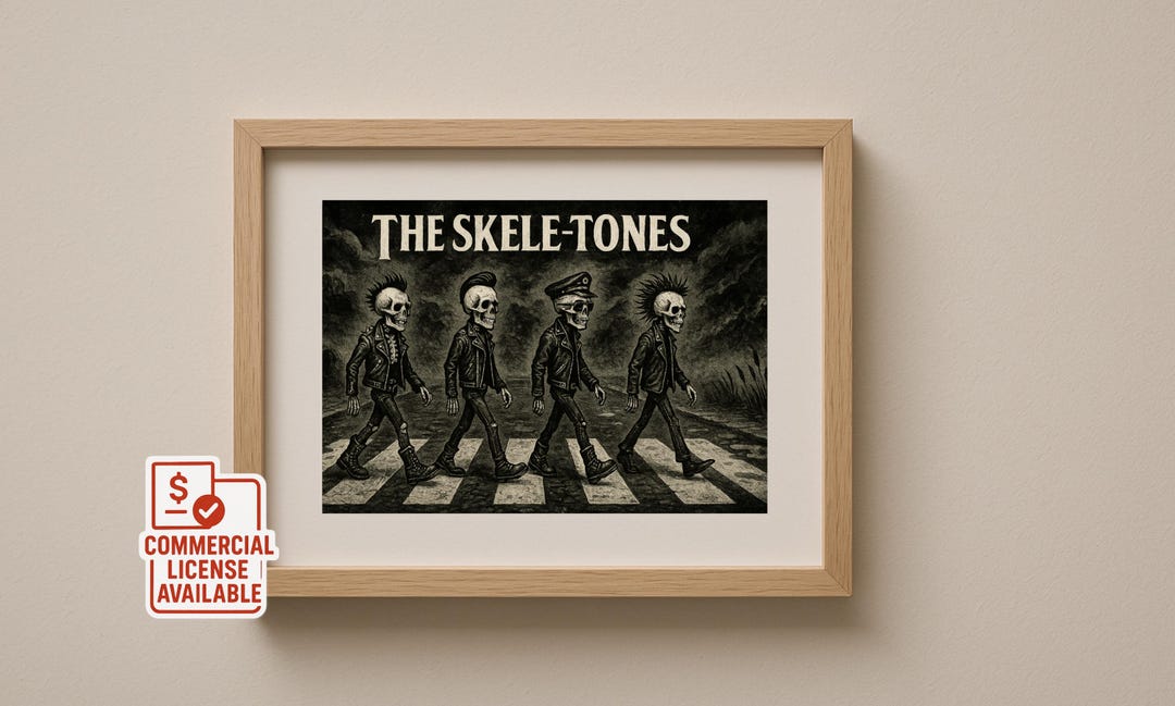 Skeleton Punk Rock Art Print: Abbey Road Music Poster (JPG & PDF - Etsy
