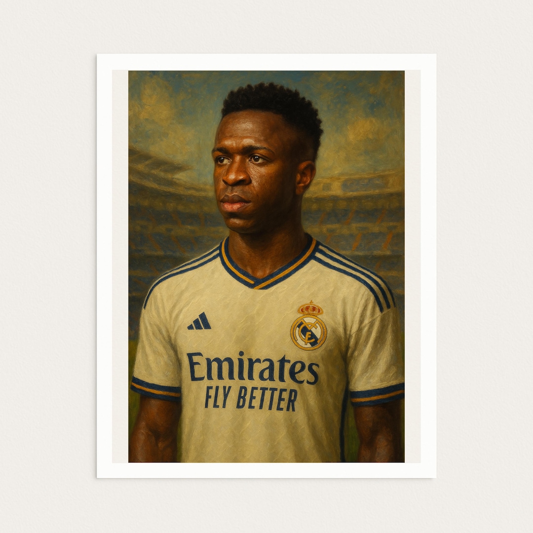 Vinicius Júnior Real Madrid Portrait – Classic Oil Painting Style ...
