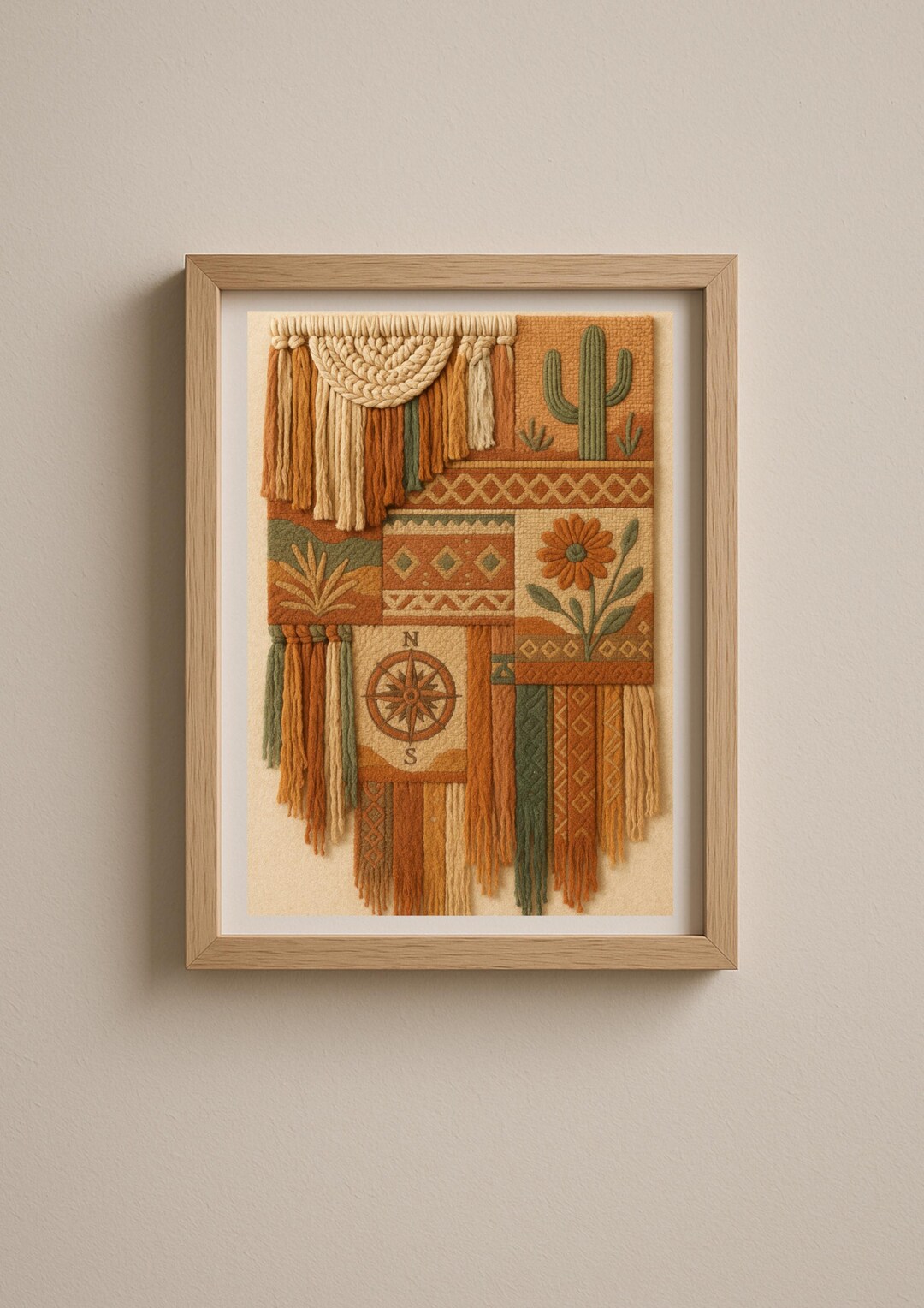 Southwestern Boho Textile Wall Art Print – Digital Download of Earthy ...