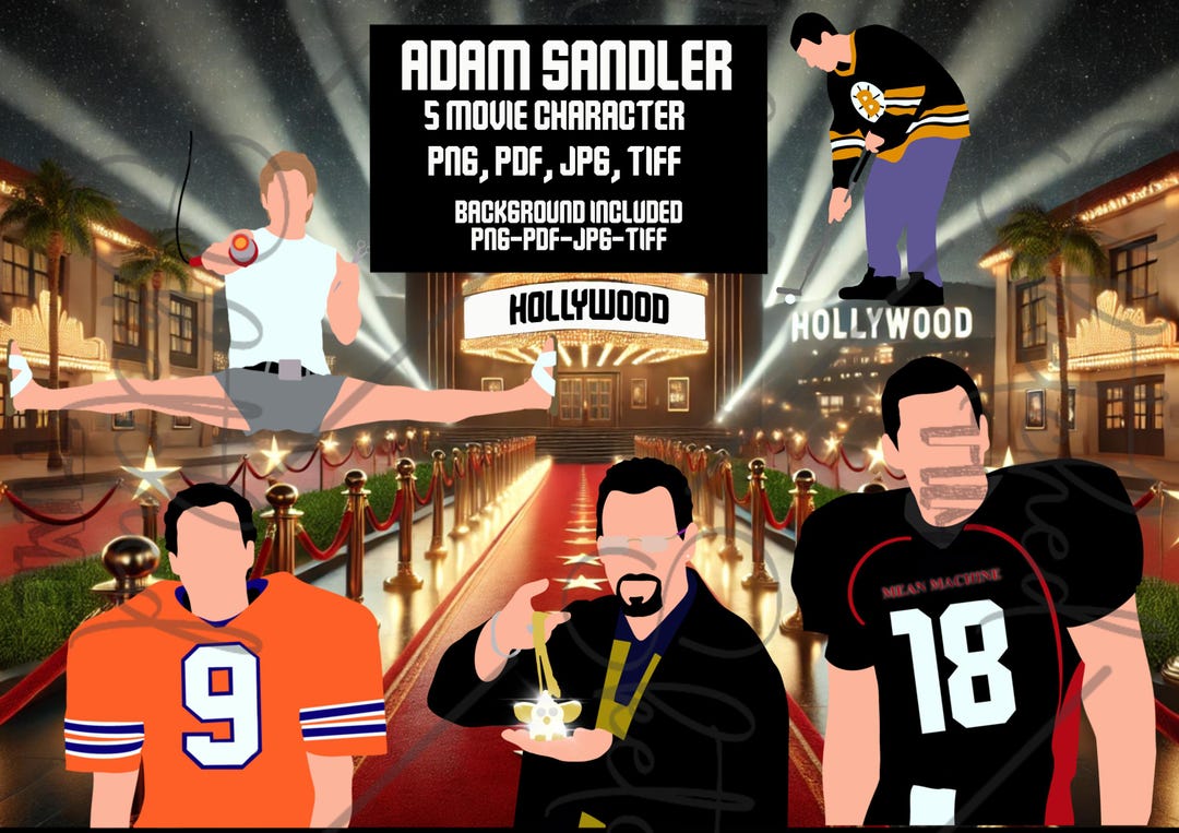 Adam Sandler Movie Character Art Bundle: Minimalist Hand-drawn Prints ...