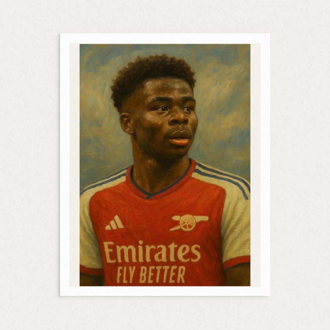 Bukayo Saka Arsenal Portrait – Oil Painting Style Football Art Print ...