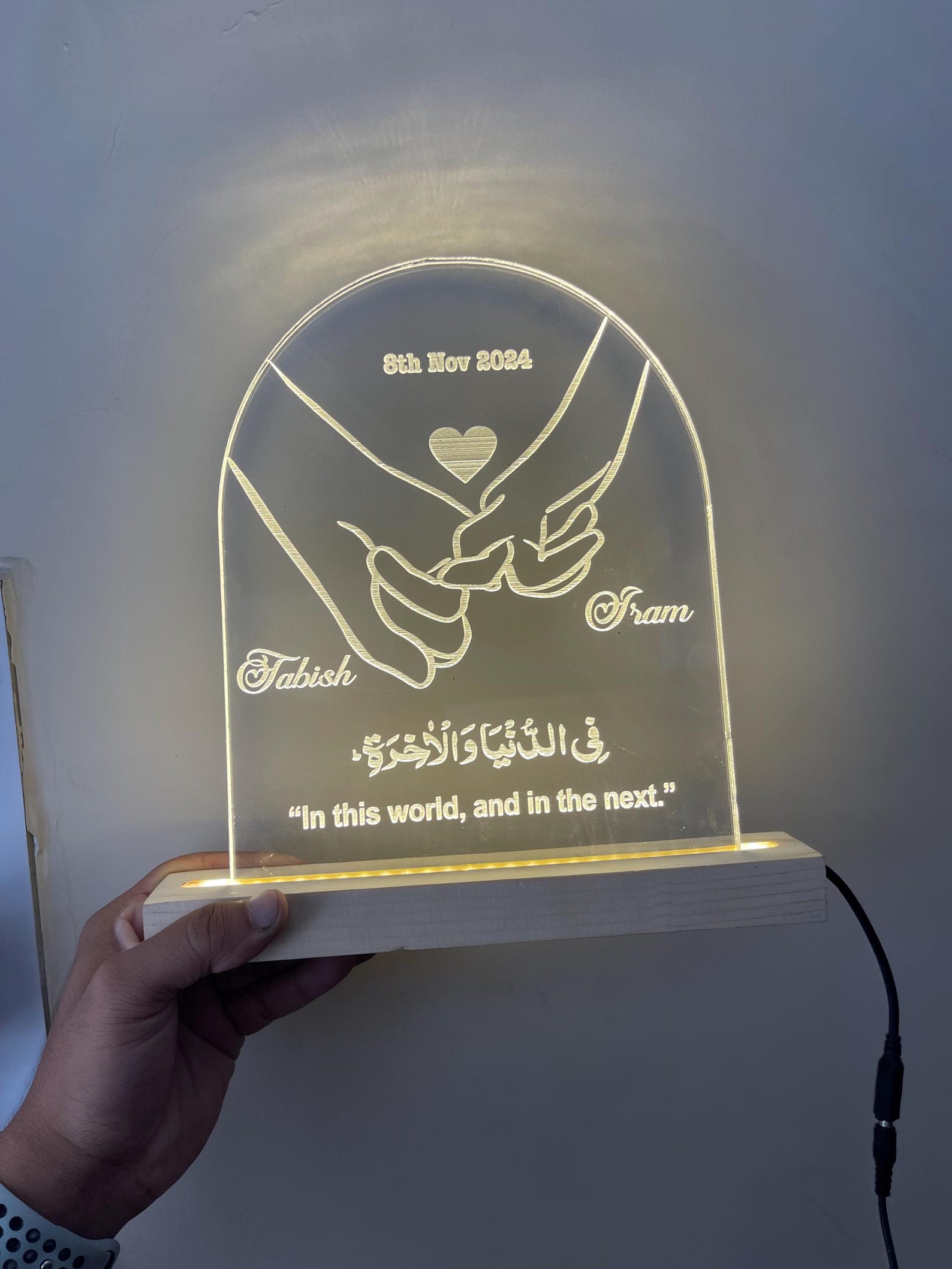 Custom Acrylic Couple Name Frame With LED Light, Romantic Personalized ...