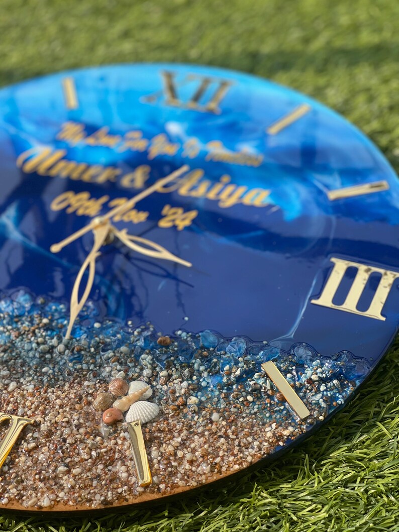 Ocean-themed Resin Art Resin Art Wall Clock Unique Home Decor Wedding ...
