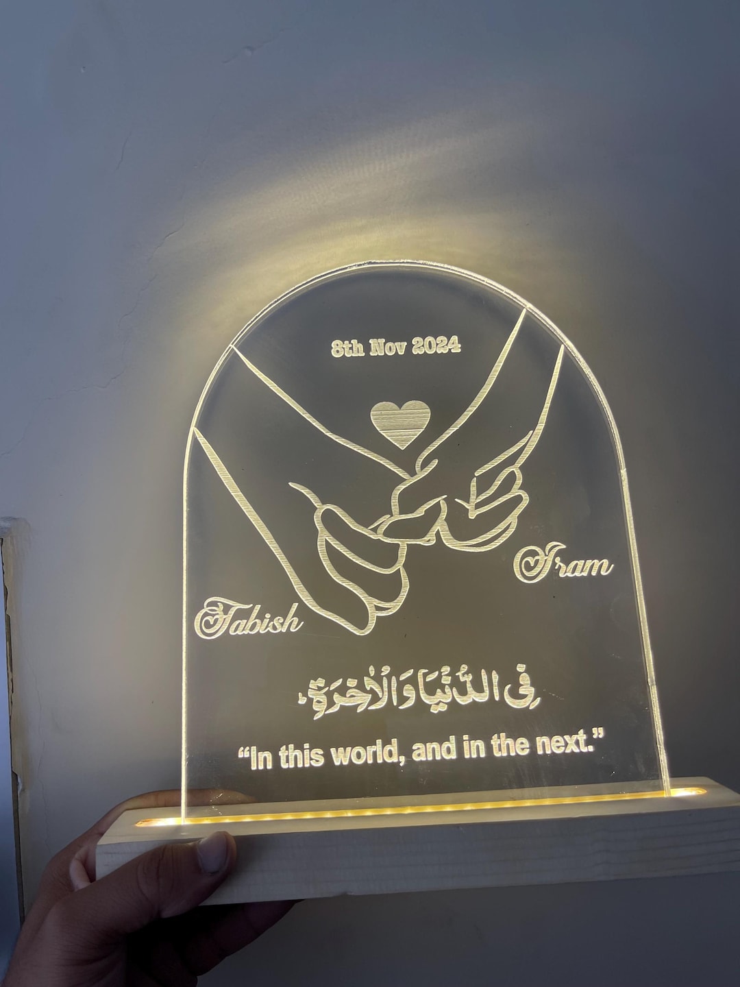 Custom Acrylic Couple Name Frame With LED Light, Romantic Personalized ...