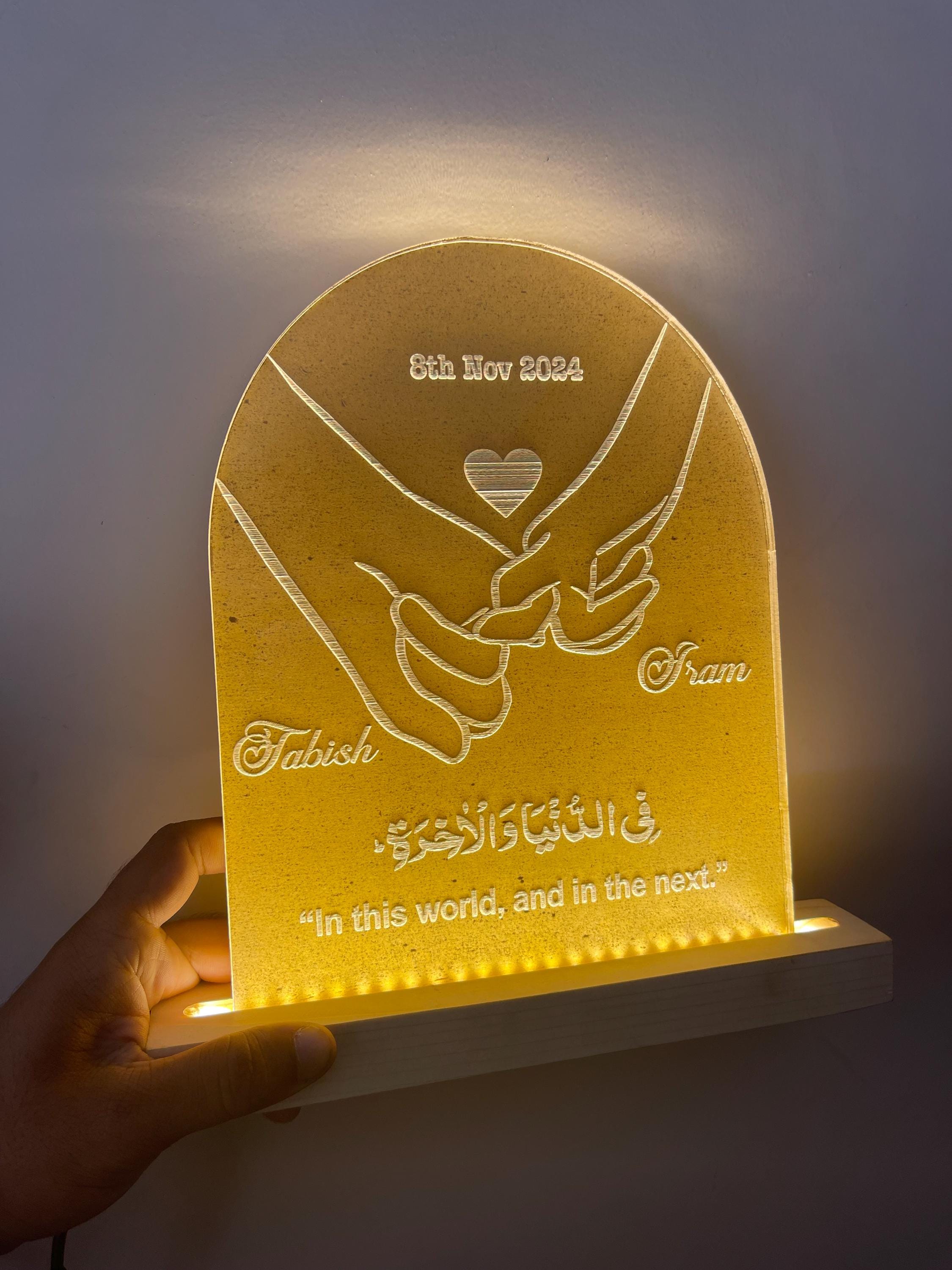 Custom Acrylic Couple Name Frame With LED Light, Romantic Personalized ...