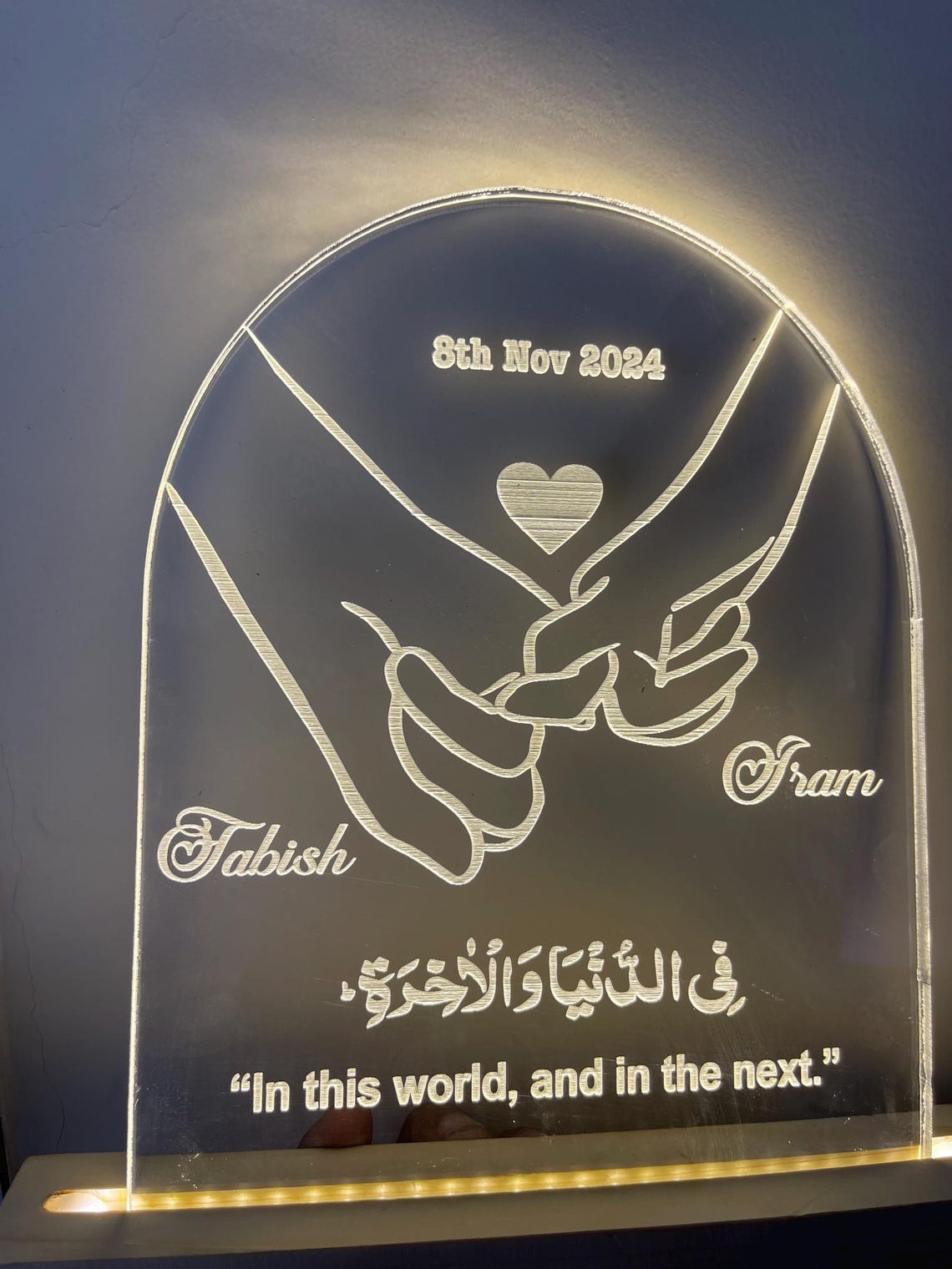 Custom Acrylic Couple Name Frame With LED Light, Romantic Personalized ...