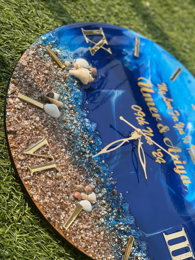 Ocean-themed Resin Art Resin Art Wall Clock Unique Home Decor Wedding ...