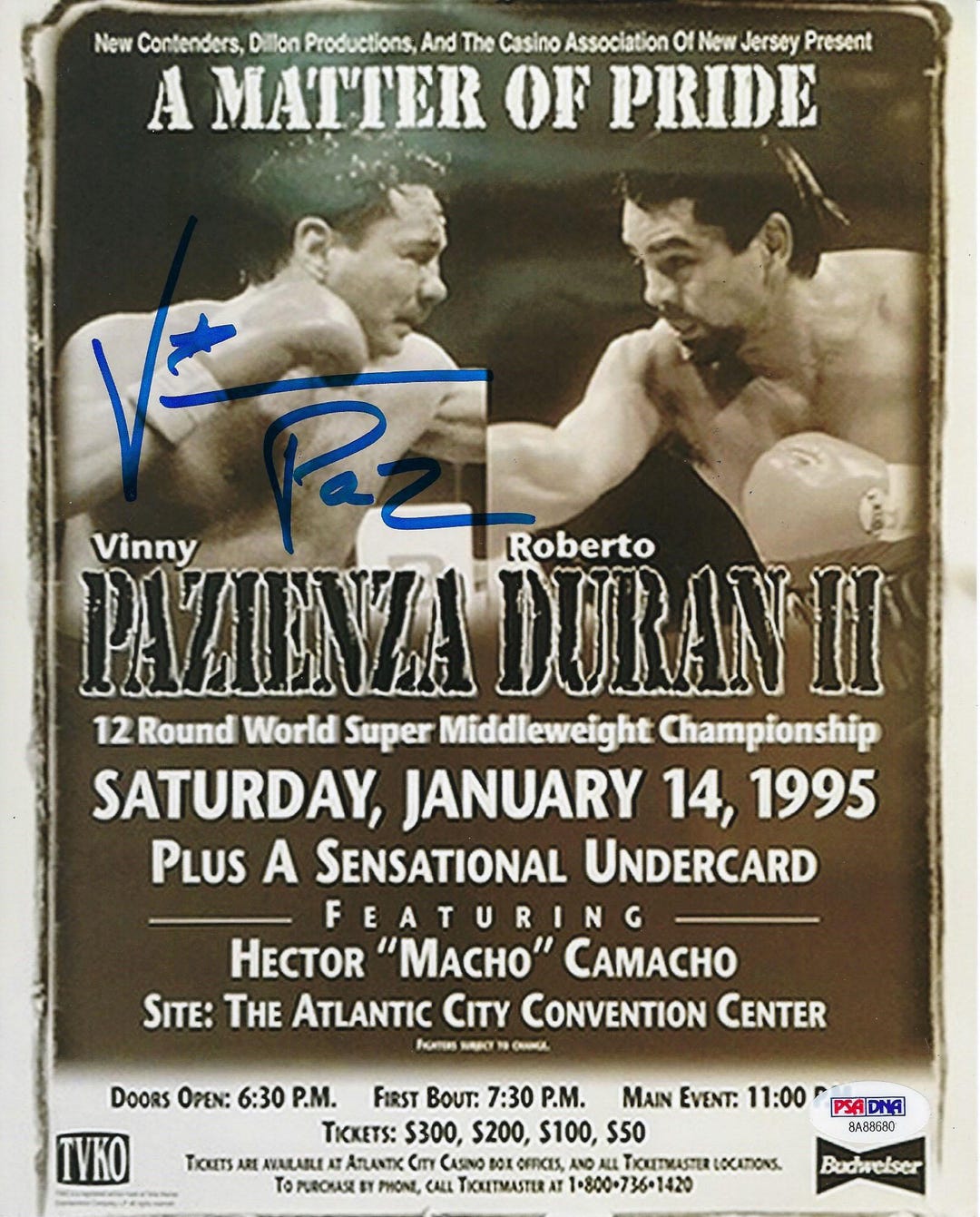 Boxer Vinny Paz Original Autographed Photo - Framed - Etsy