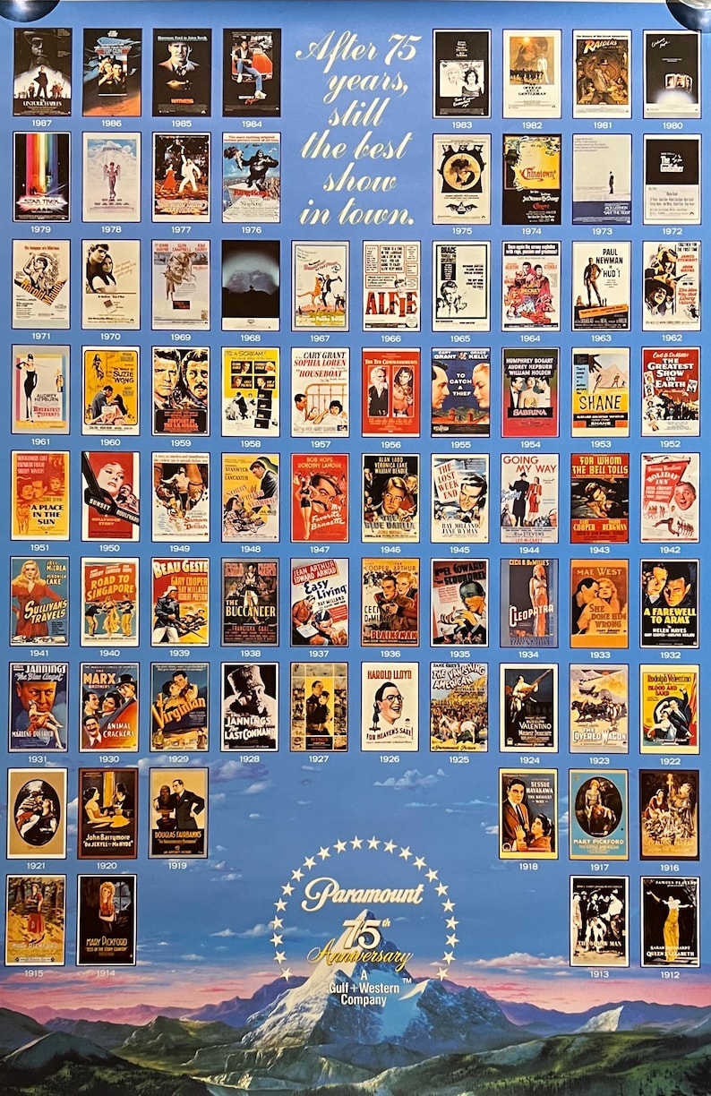 Rare Paramount Pictures 75th Anniversary Original Poster - Etsy