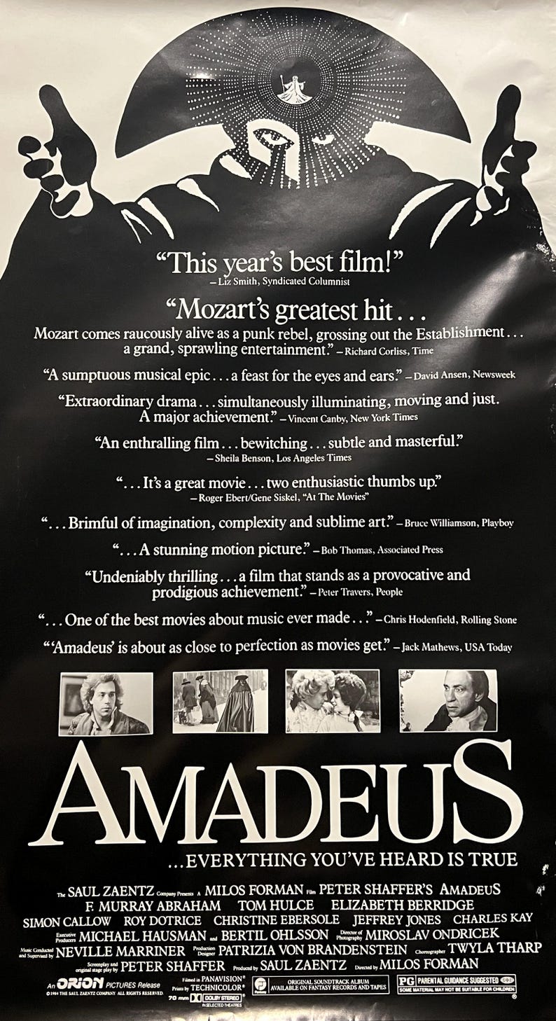 Amadeus 1984 Original Movie Poster - Etsy