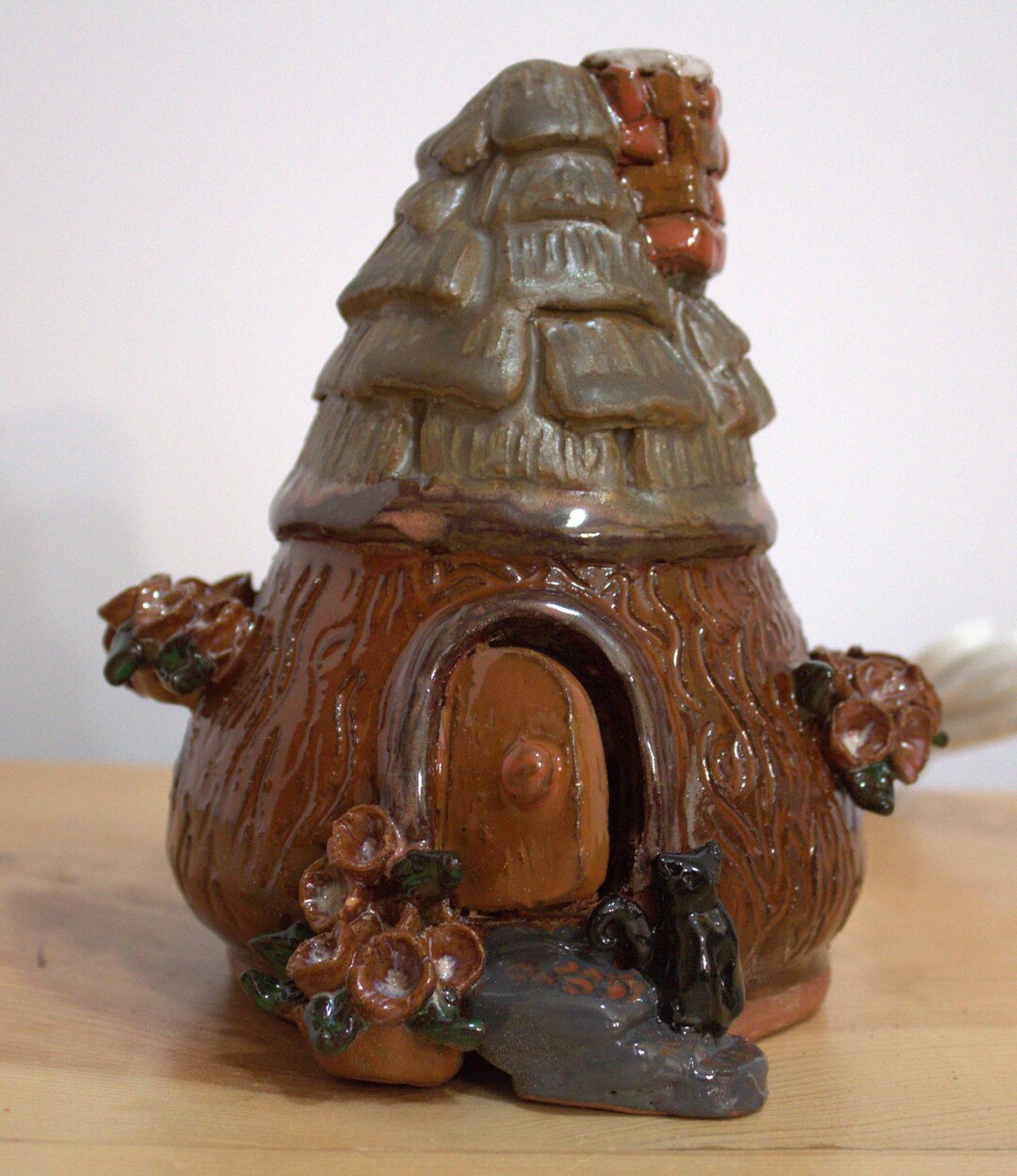 Fairy House Nightlight-tiny Wood Cottage With Shingles, Flowers, and ...