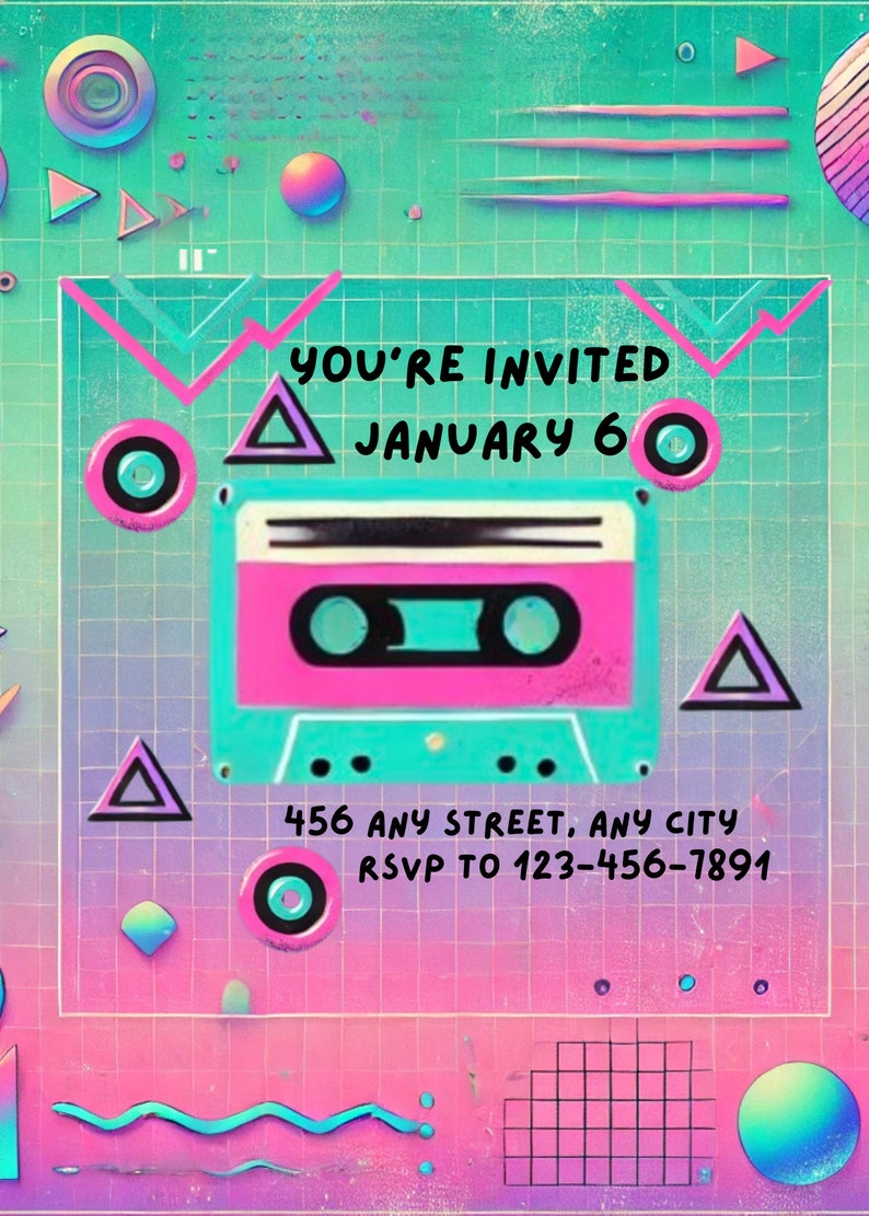 Retro Invitation Digital Template - Etsy
