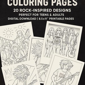Rockstar Coloring Pages | 20 Pages | Rock Inspired | for Teens and ...