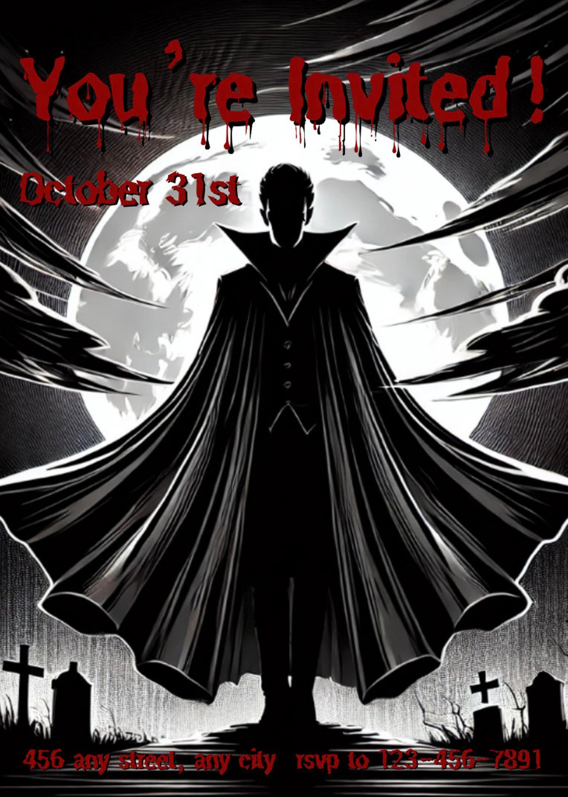 Vampire Invitation Digital Template - Etsy