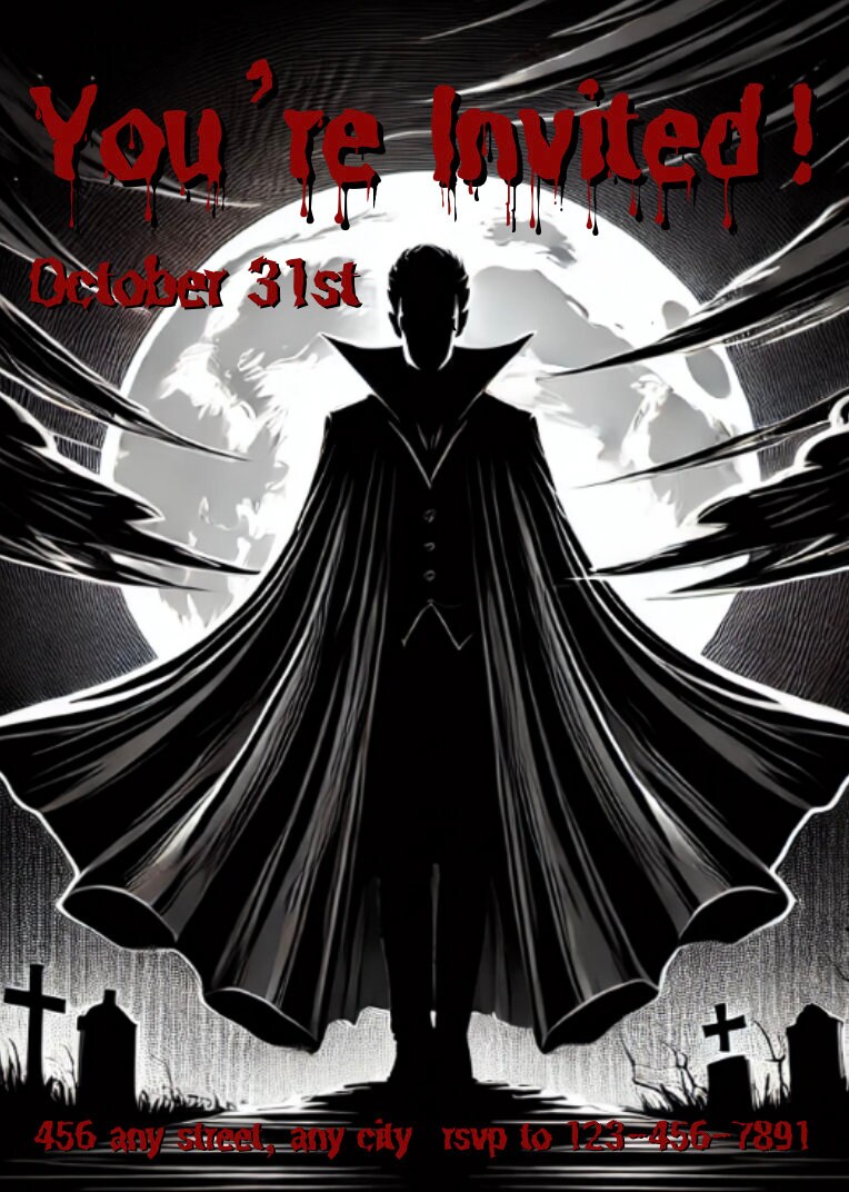 Vampire Invitation Digital Template - Etsy