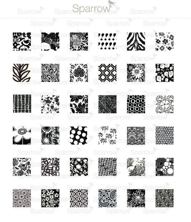 Black and White Graphic Patterns 1x1 One Inch 25mm | Etsy