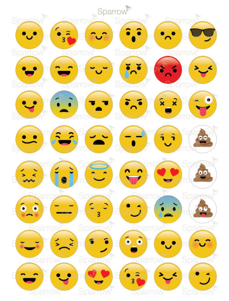 Emojis & Emoticons 1X1 One Inch Round Collage Images | Etsy