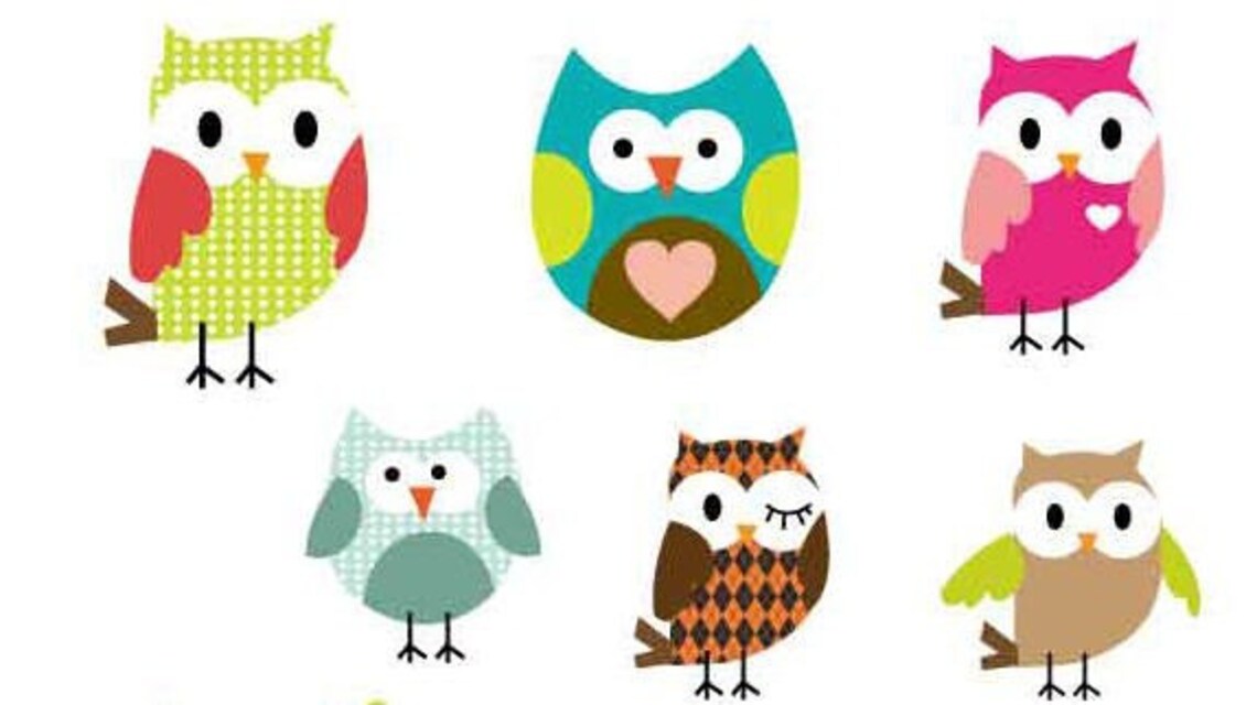 Owl Parade Design Elements Cute Owls Digital Clip Art | Etsy