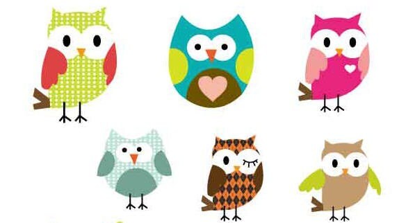 Owl Parade Design Elements Cute Owls Digital Clip Art | Etsy