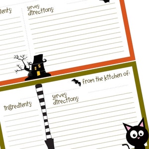 Recipe Cards Spooky Halloween Printables Four 4 | Etsy