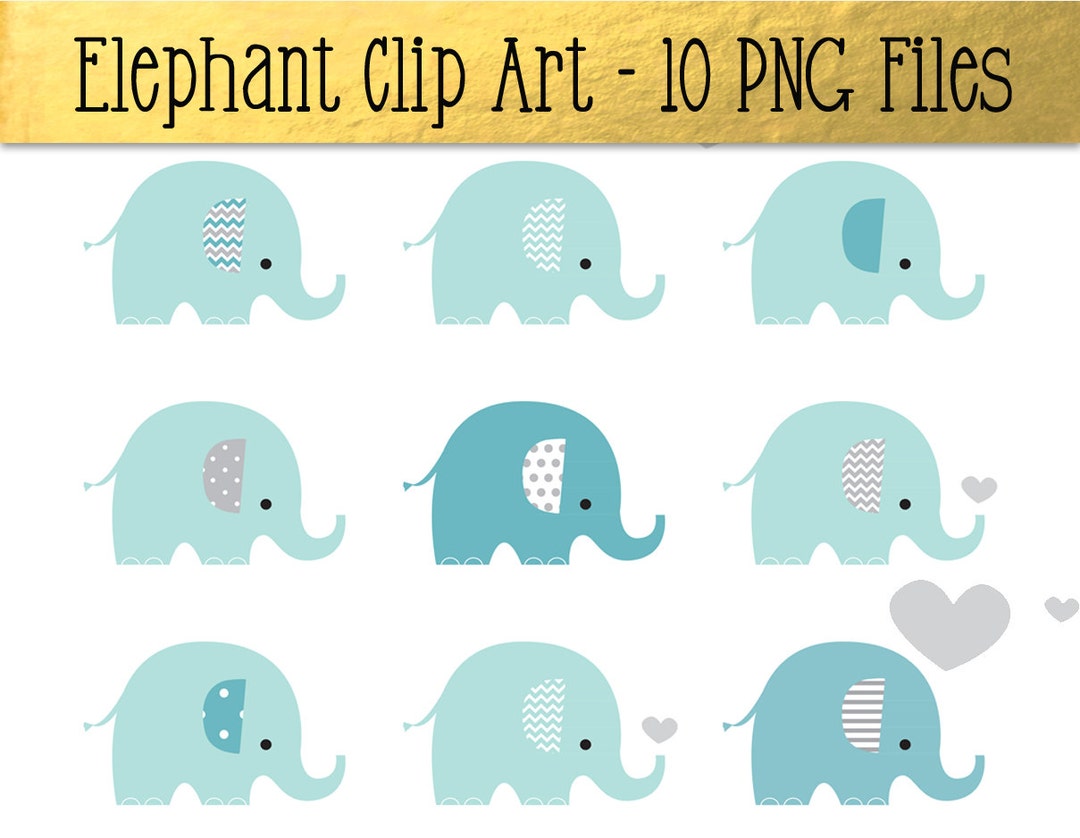 Blue Elephant Designs A Cute Set of Elephant Images-clip Art PNG Files ...