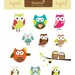Owl Parade Design Elements Cute Owls Digital Clip Art | Etsy