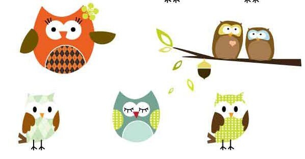 Owl Parade Design Elements Cute Owls Digital Clip Art | Etsy