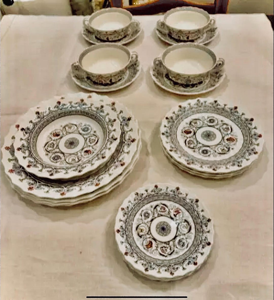 Copeland SPODE England Florence Pattern Plates and Soup Bowls - Set of ...