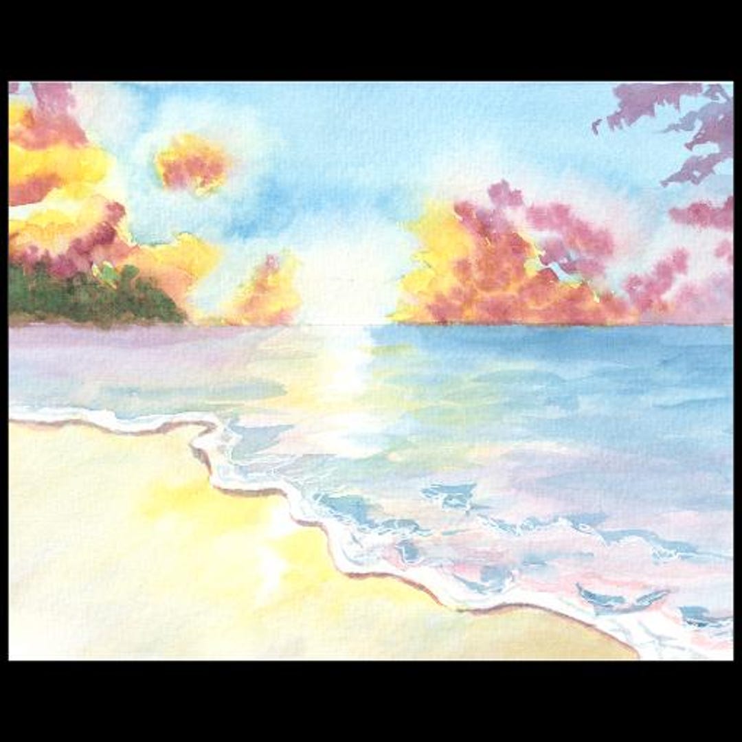 Tropical Sunset Watercolor Fine Art Print 10x8 - Etsy