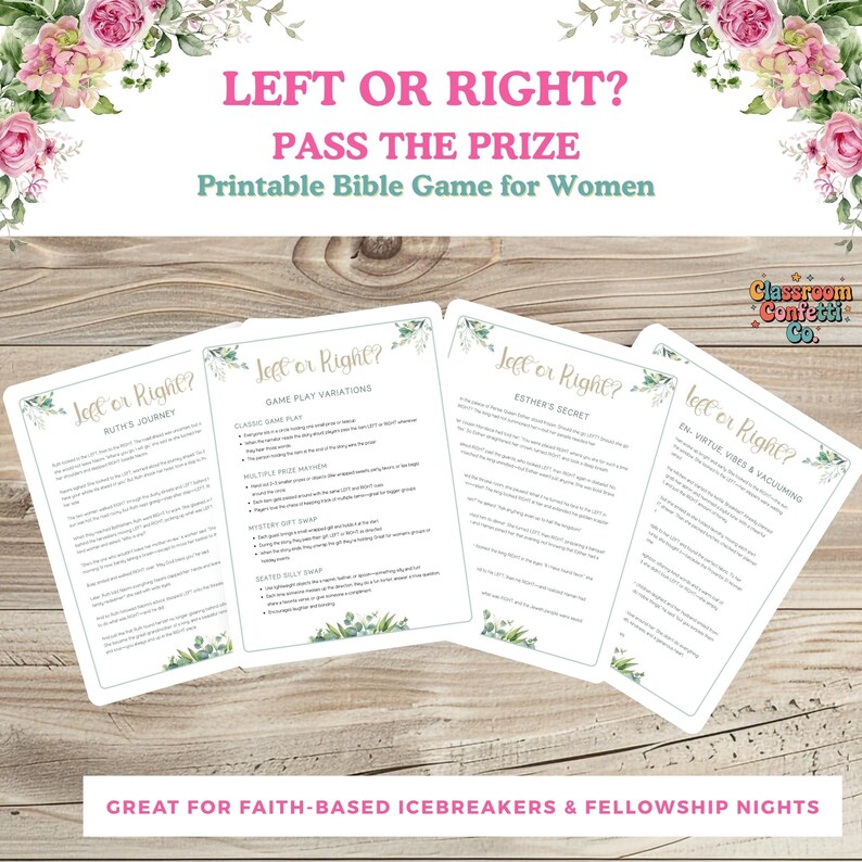 Left or Right? Printable Bible Game for Women, Ice Breaker Games for ...