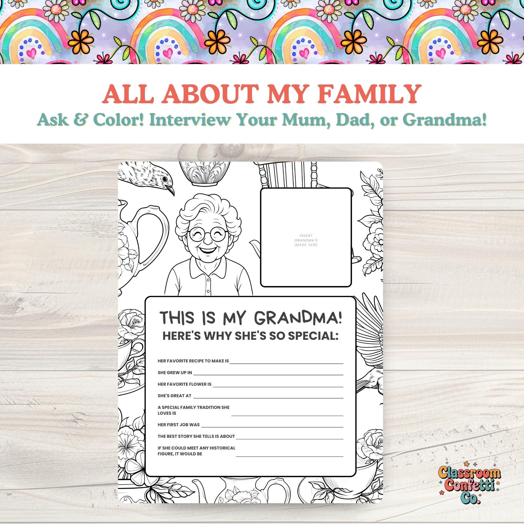 All About My Family Coloring Page, Printable Activity for Kids, Family ...