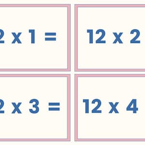 Printable 12x Times Tables Multiplication Flashcards Pastels ...