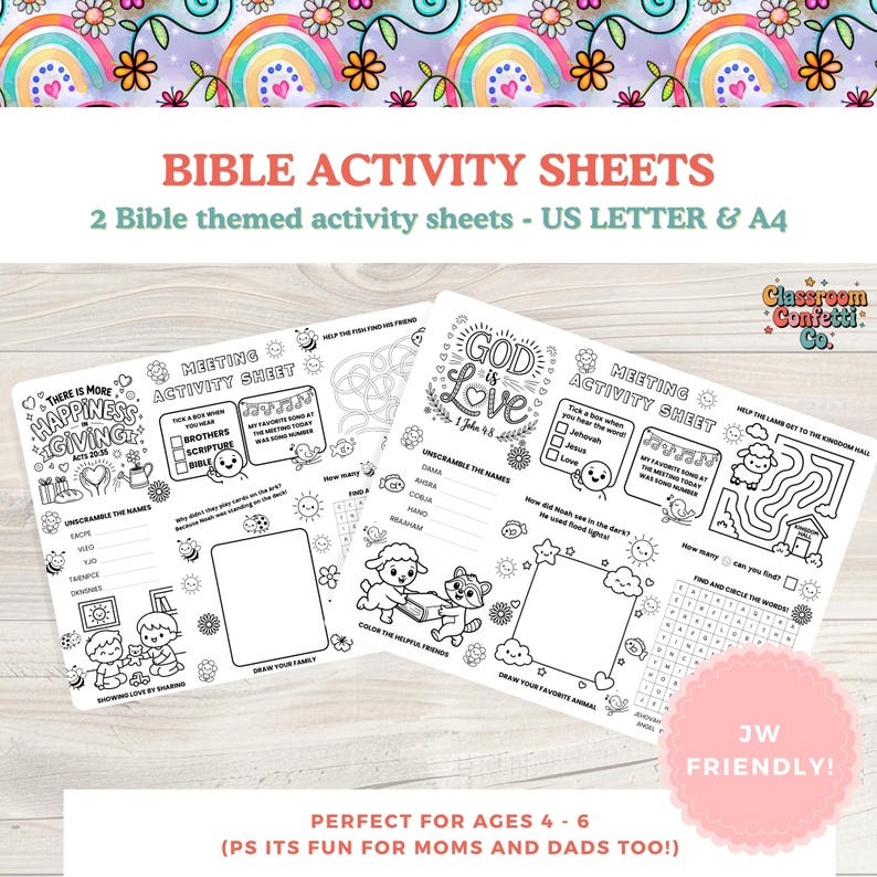 JW Kids Activities Printable | Meeting Activity Mats | Fun Worksheets ...