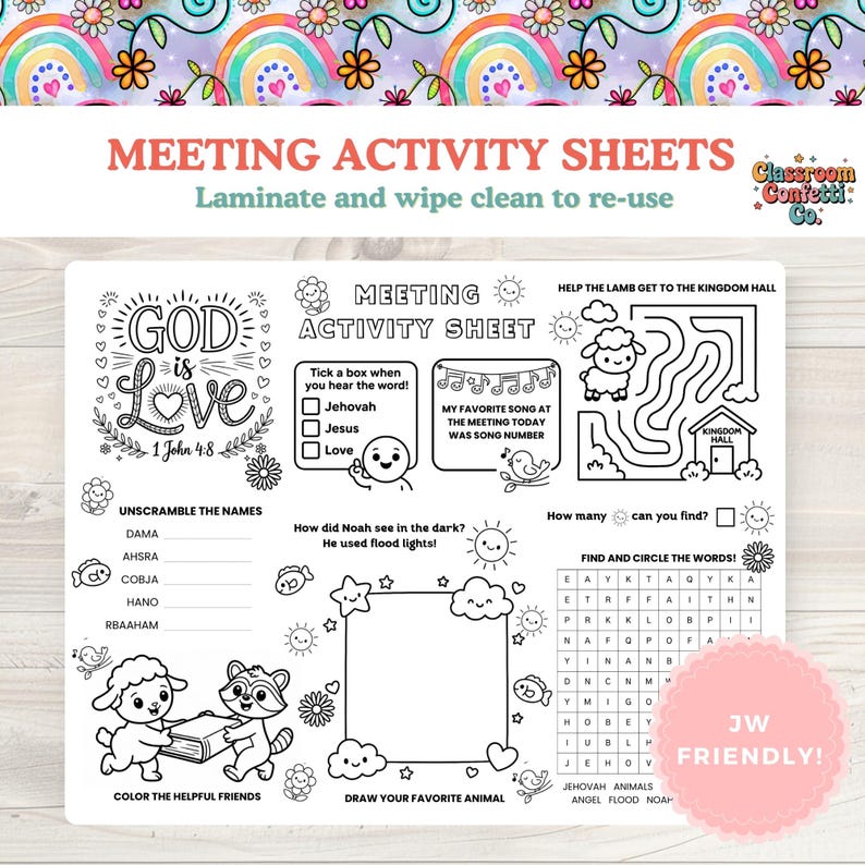 JW Kids Activities Printable | Meeting Activity Mats | Fun Worksheets ...